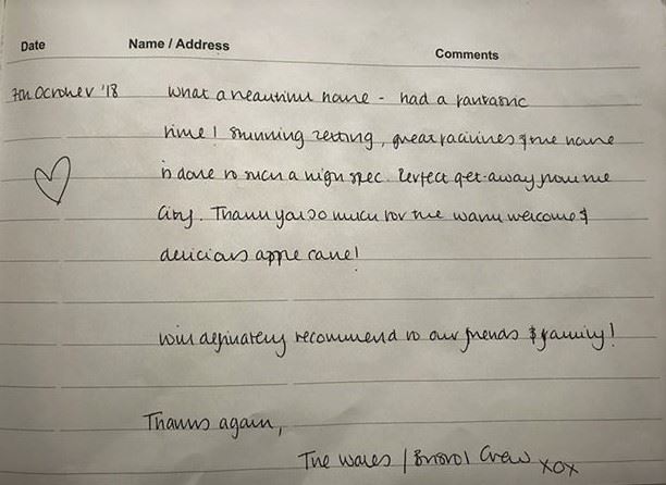 The Higher Burrow Farm Guest Book