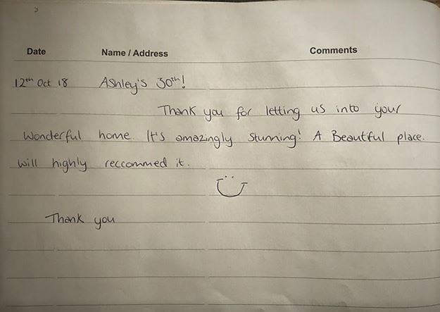 The Higher Burrow Farm Guest Book