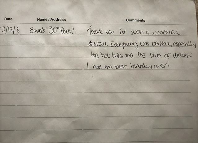 The Higher Burrow Farm Guest Book