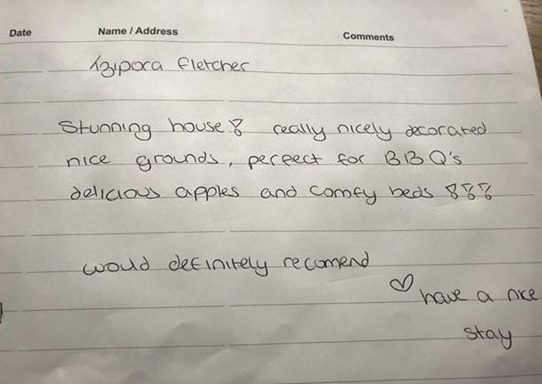 The Higher Burrow Farm Guest Book